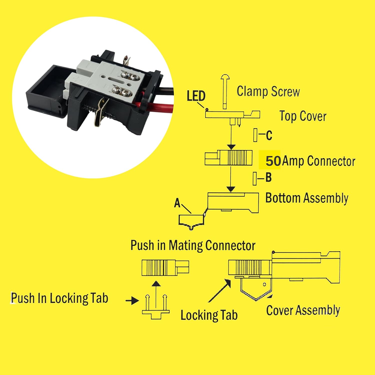 Buy Trailer Vision 50 Amp Anderson Connector Flush Mount Assembly - 50A ...