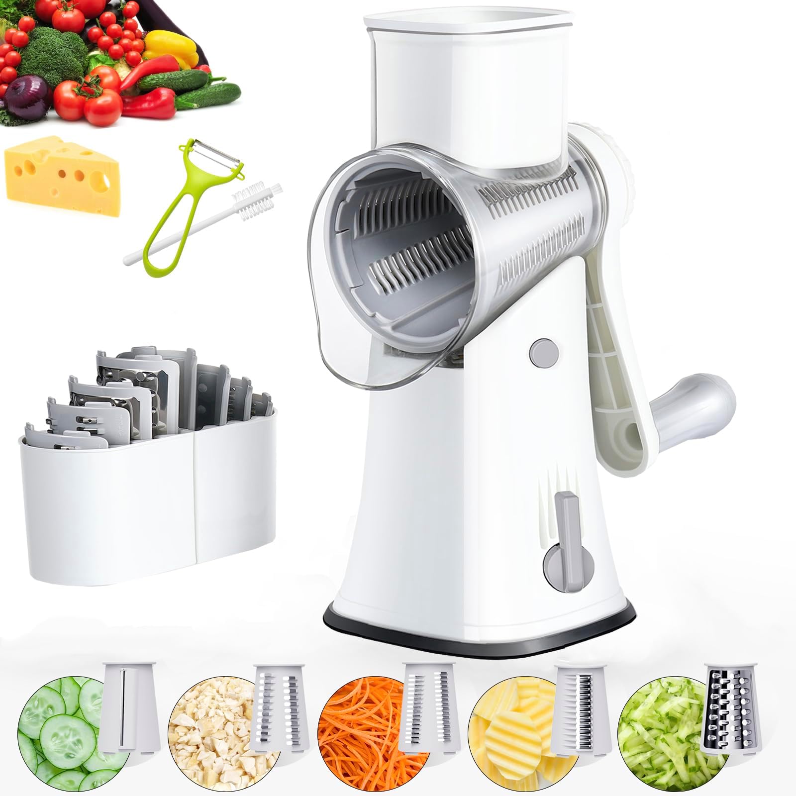 Amazon.com: Cheese Grater,Rotary Cheese Grater Multi-Purpose Stainless ...