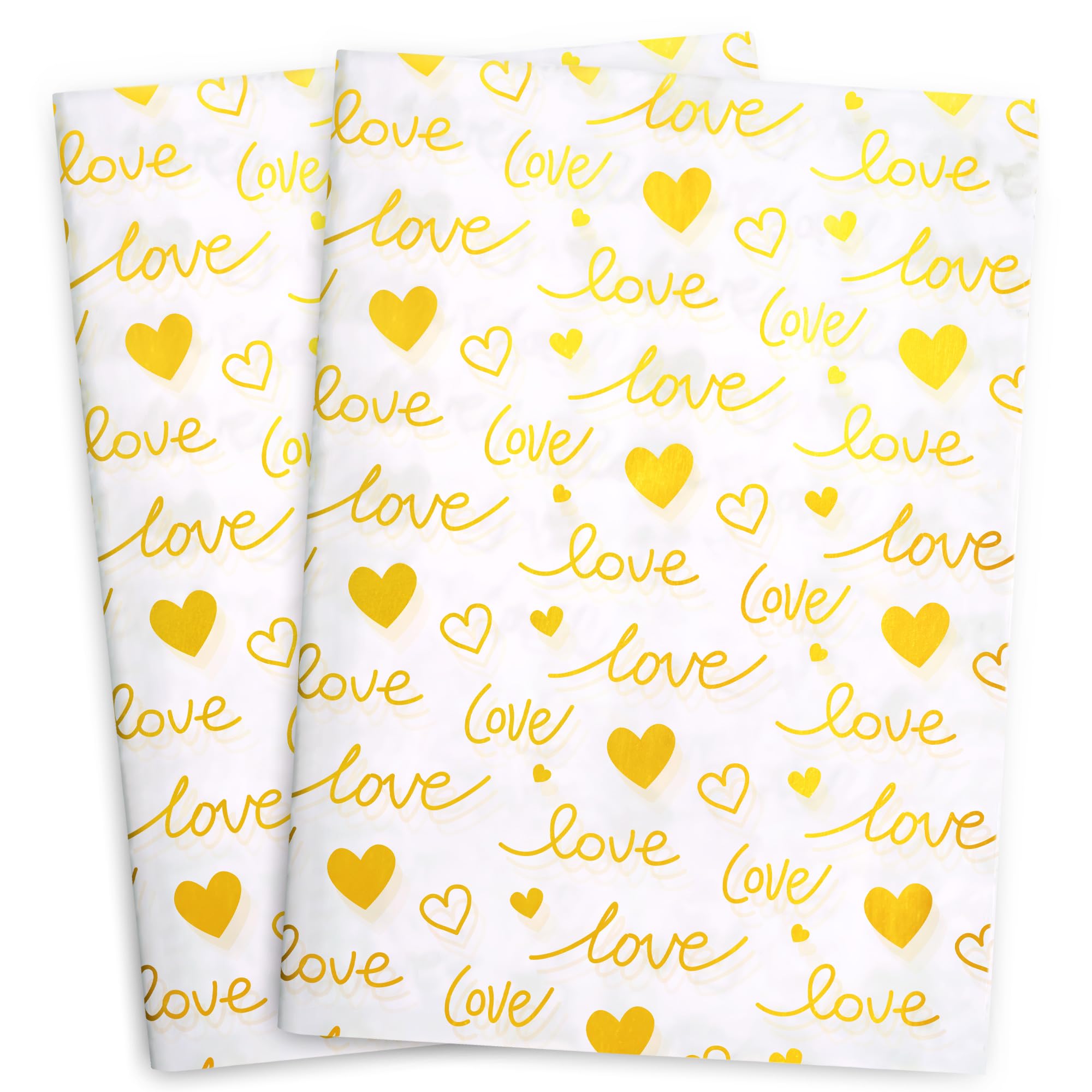 Amazon.com: MR FIVE 20" x 28" Gold Love Tissue Paper Bulk,White with ...