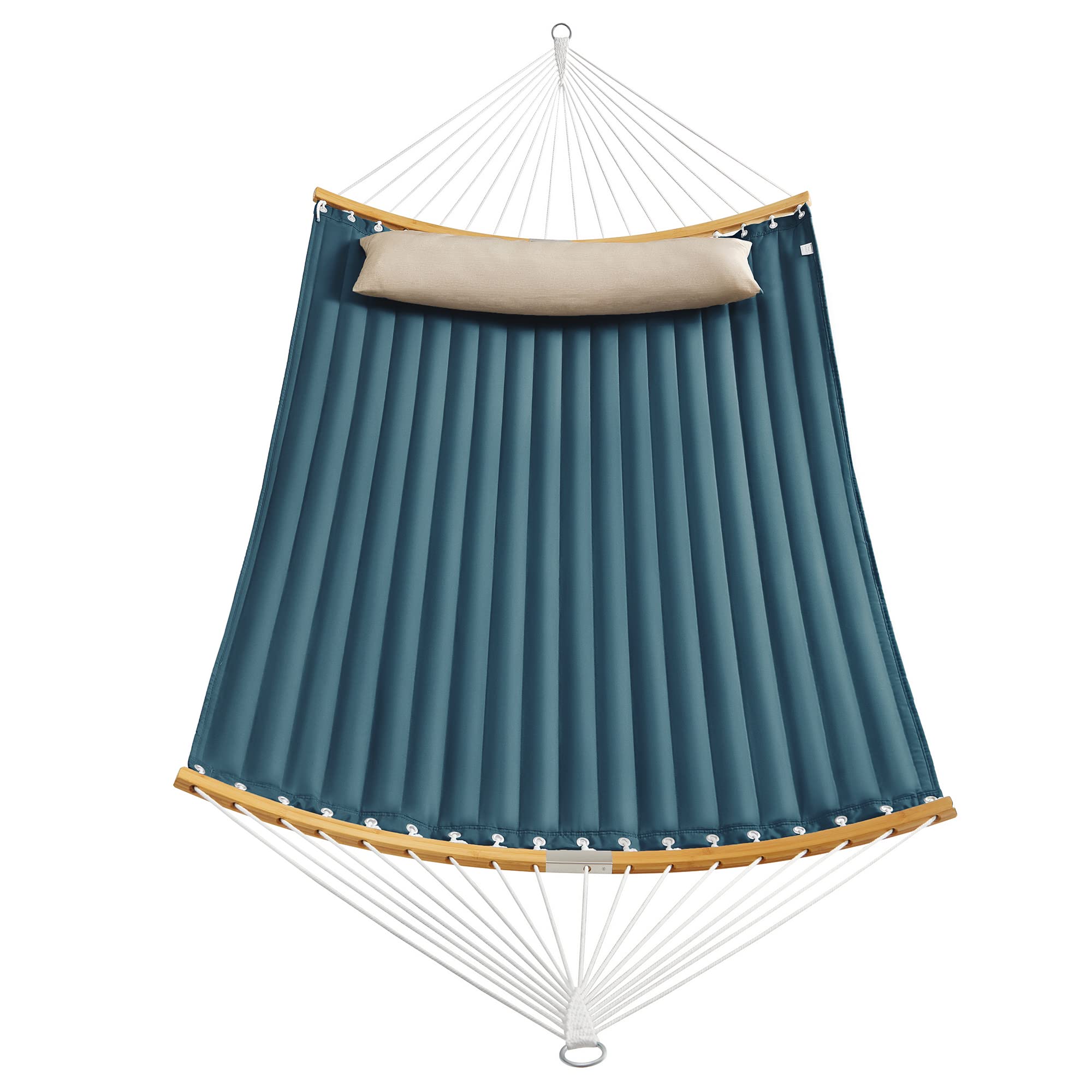 Songmics 2 Person Padded Quilted Hammock with Dividable Curved Bamboo ...
