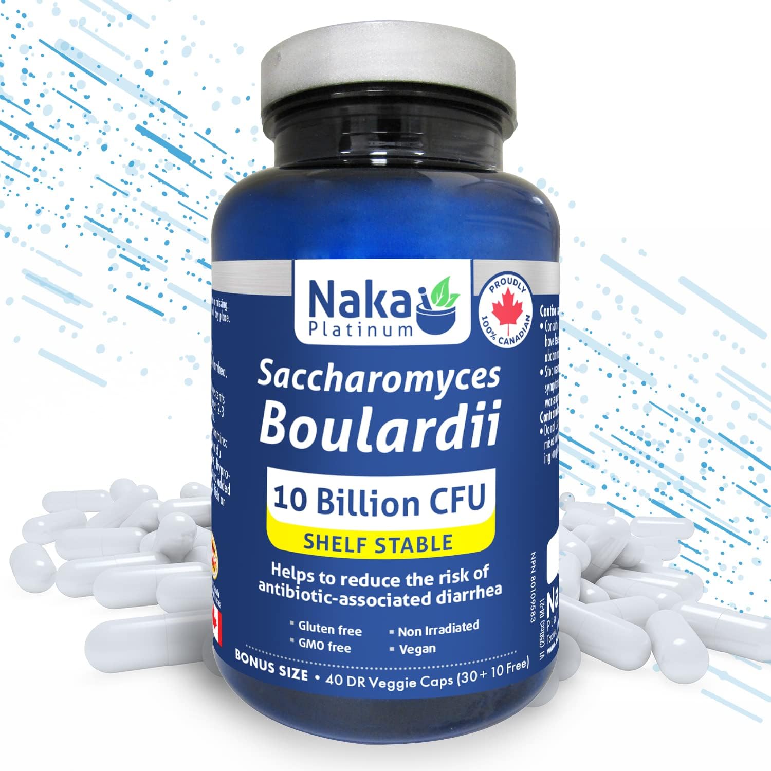 Naka Platinum Saccharomyces Boulardii 40 Capsules 10 Billion CFU ...