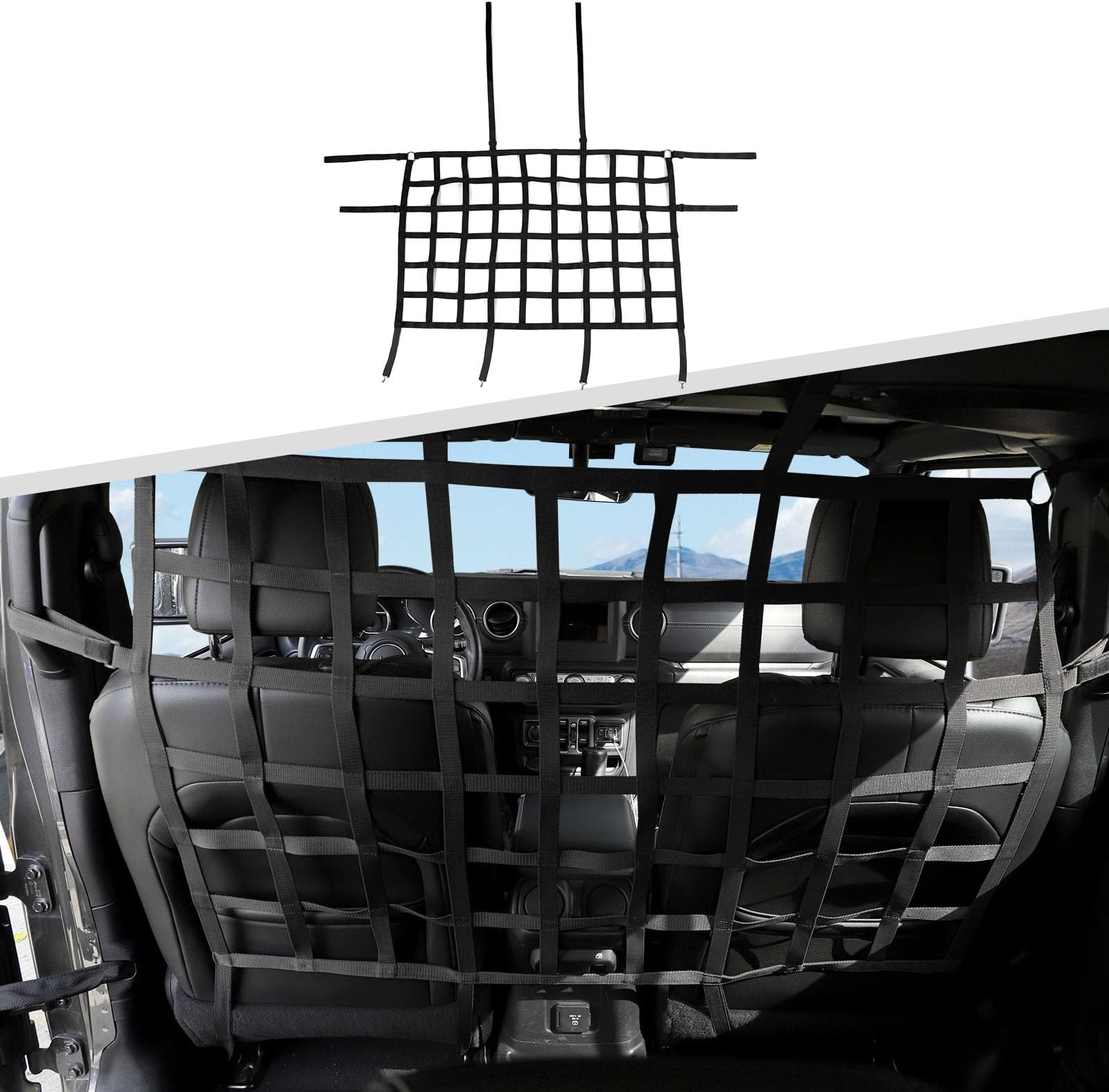 Amazon.com: Rear Seat Cargo Net Pet Barrier Compatible with Jeep ...