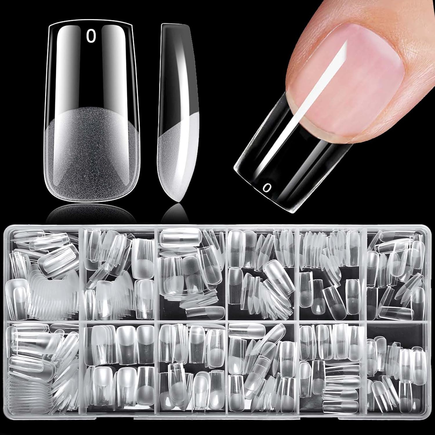 Amazon.com: 600pc Medium Square Nail Tips, Soft Gel Nail Tip Square ...
