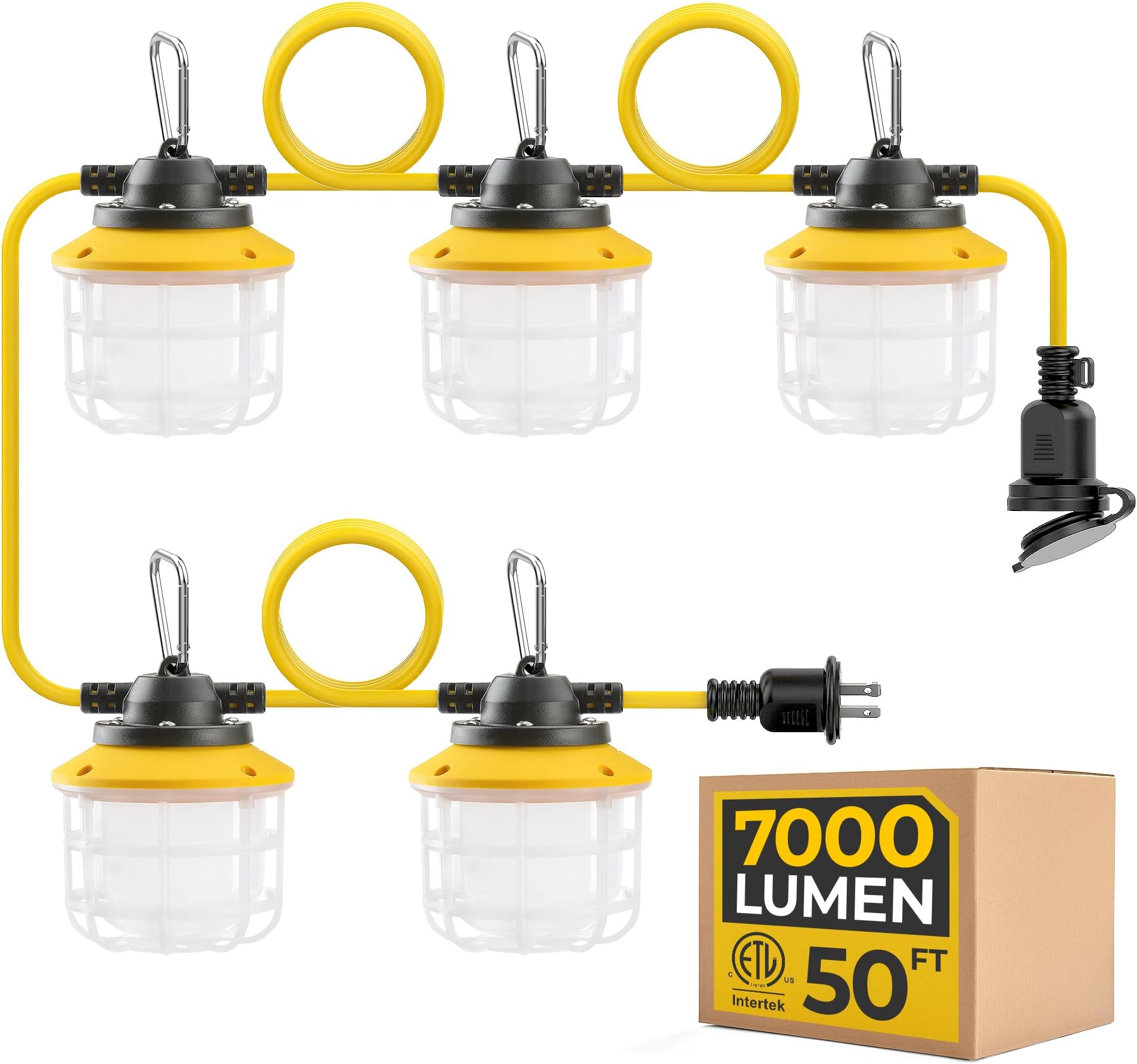 Yaoledly 50FT Construction String Lights with Outdoor Extension Cord ...