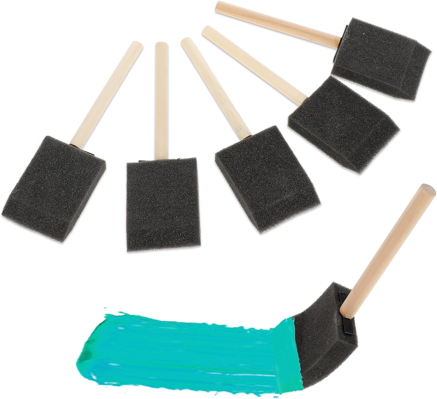 Amazon.com: 5 Pcs 2 inch Foam Paint Brushes, Sponge Wood Handle Paint ...
