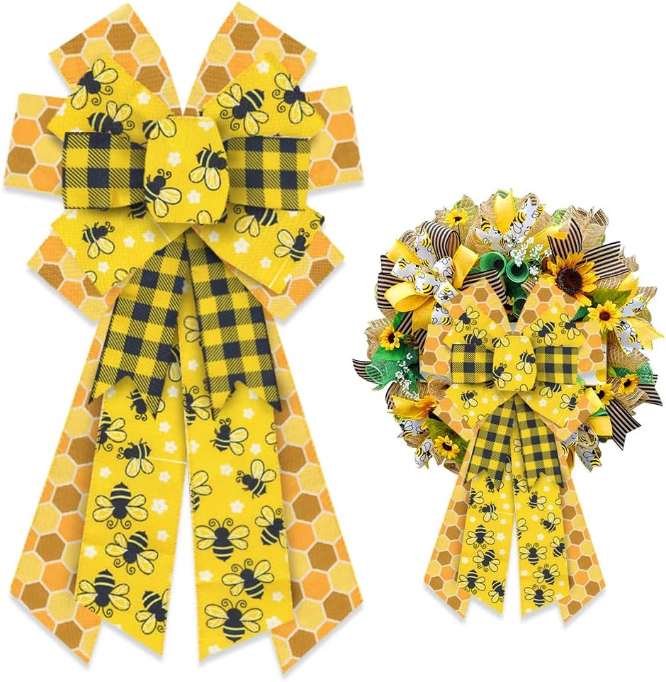 Amazon.com: ALIBBON Large Spring Bee Bows for Wreaths, Spring Wreath ...