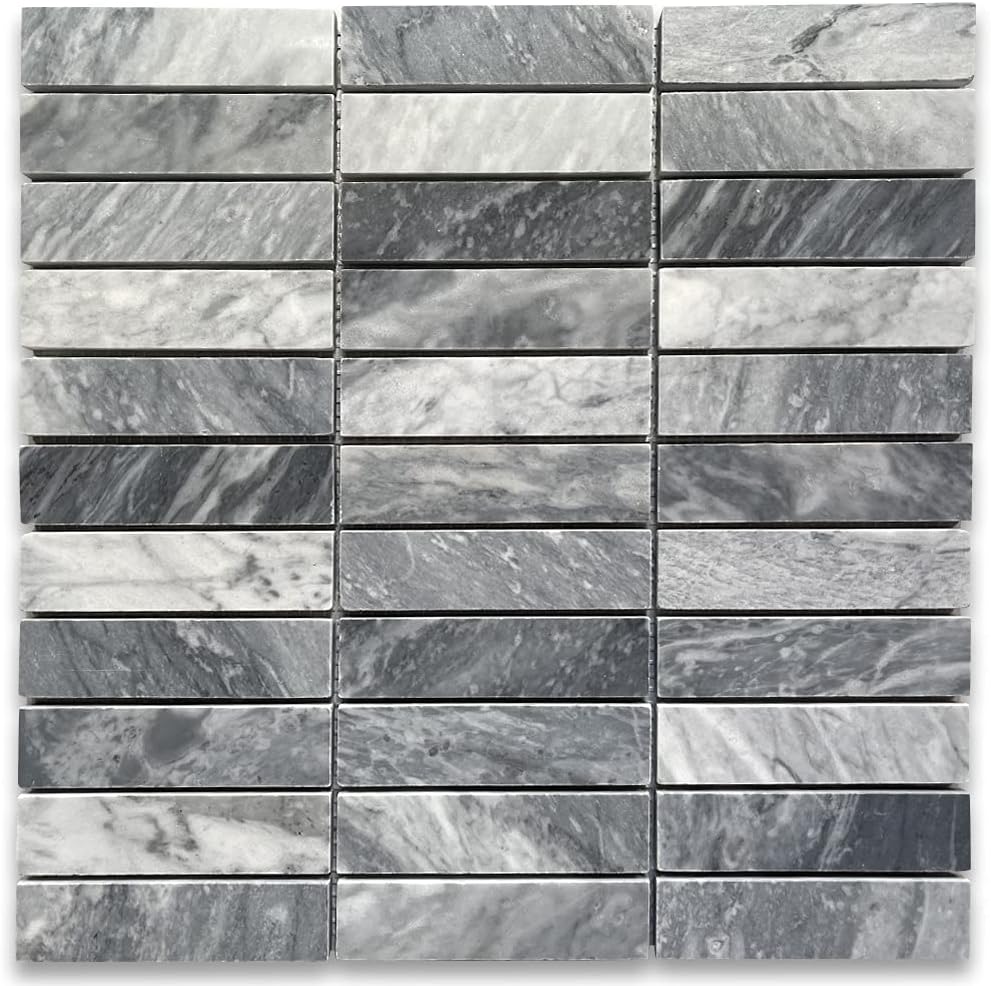 Stone Center Online Bardiglio Gray Marble 1x4 Stacked Rectangular ...