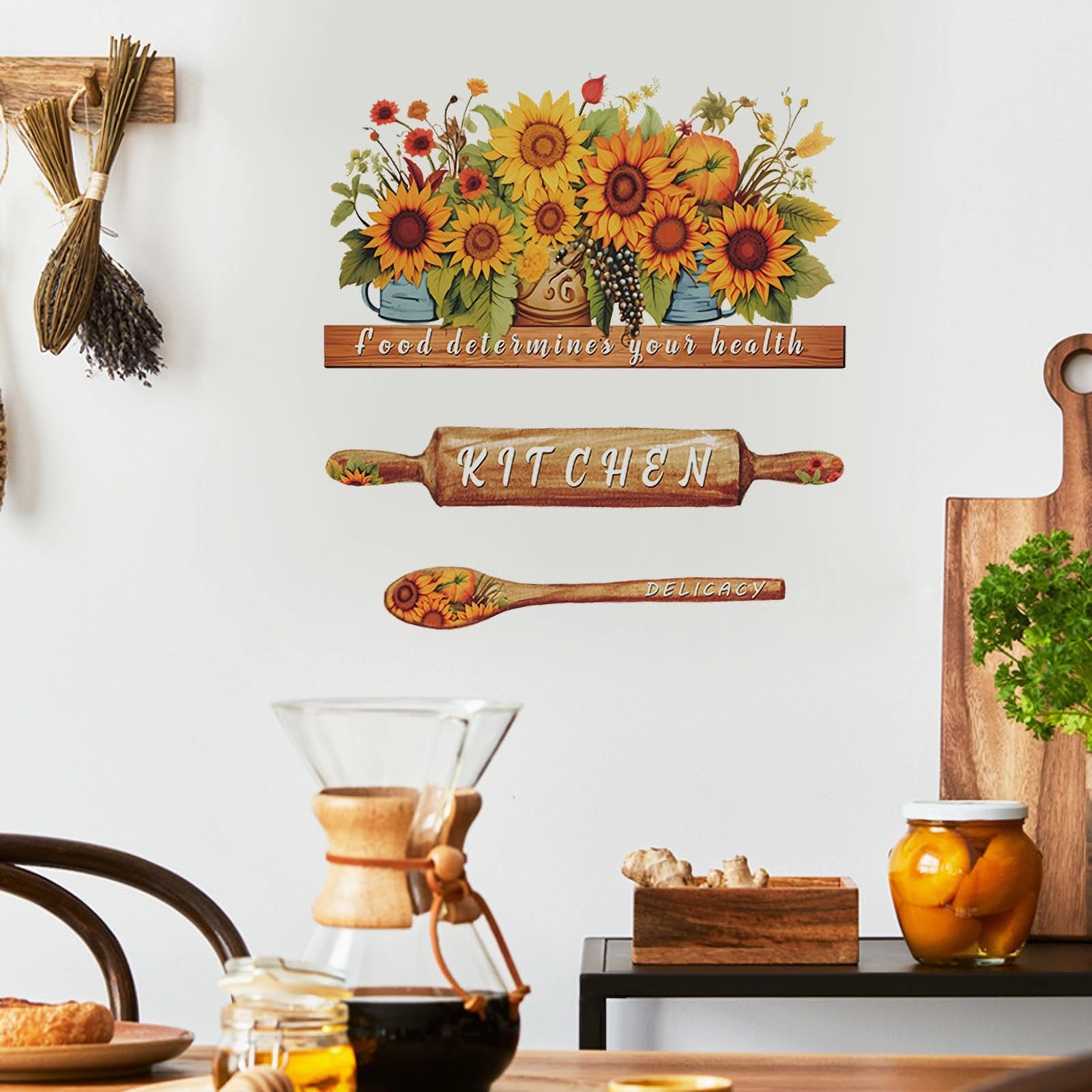 Amazon.com: Kitchen Sunflower Wall Stickers, sacinora Kitchen Quotes ...