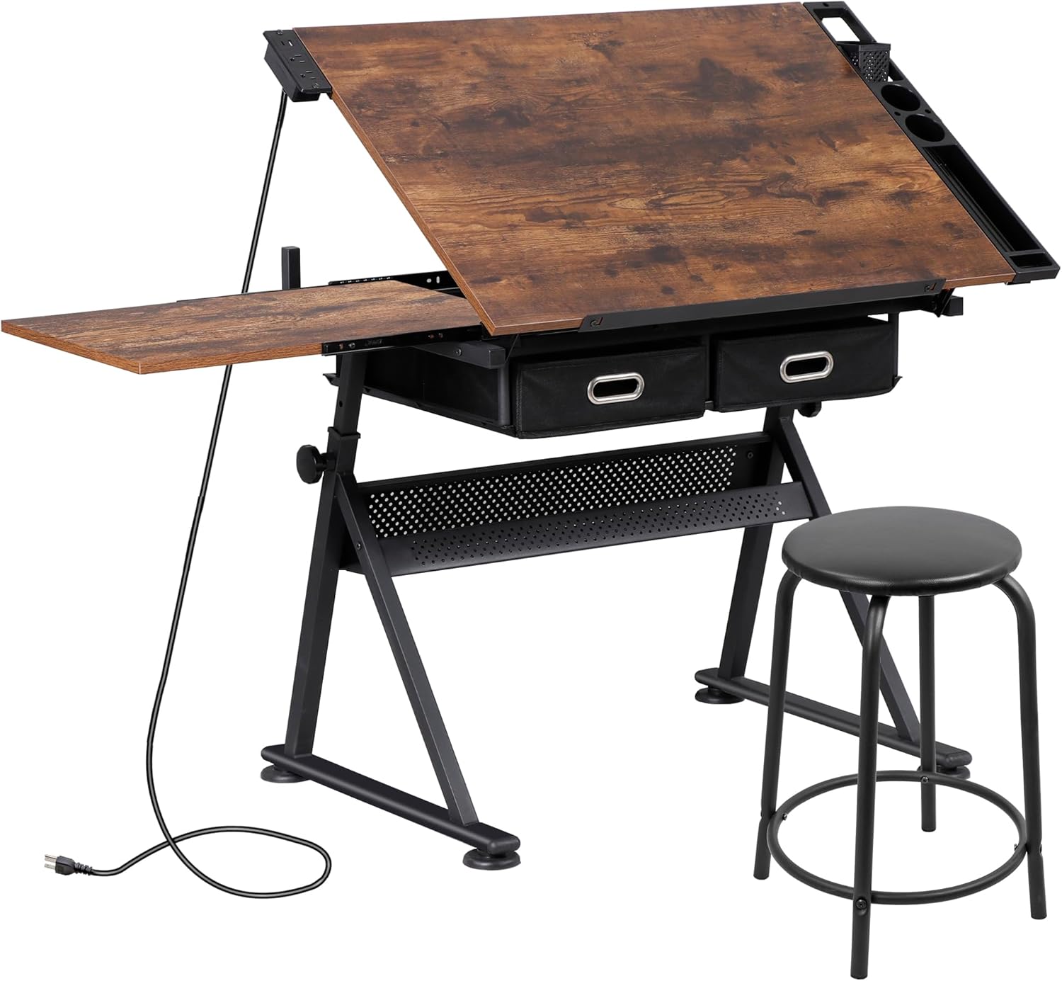 Amazon.com: ZENY Adjustable Drafting Table with Stool, Tilting Drawing ...