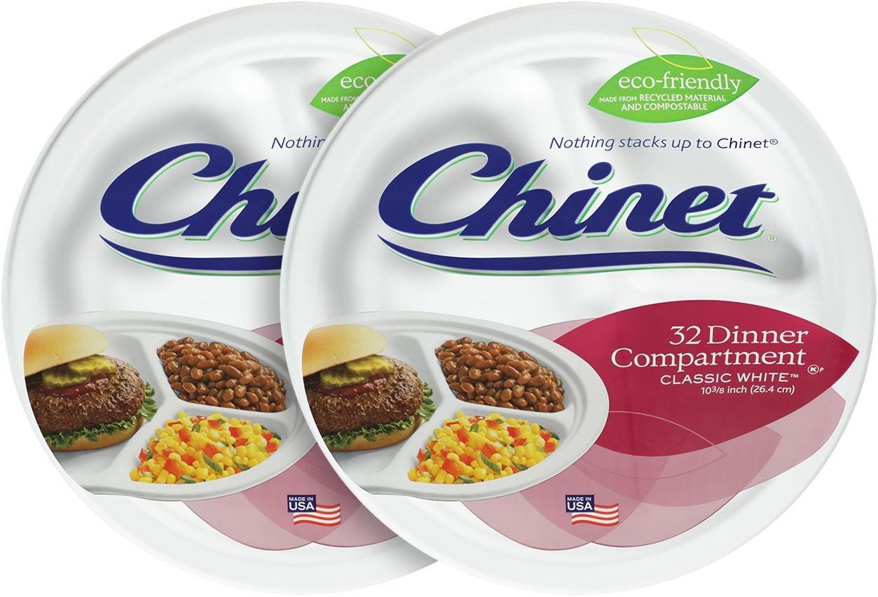 Amazon.com: Chinet Classic White Compartment Plate - 10.375 in - 32 ct ...