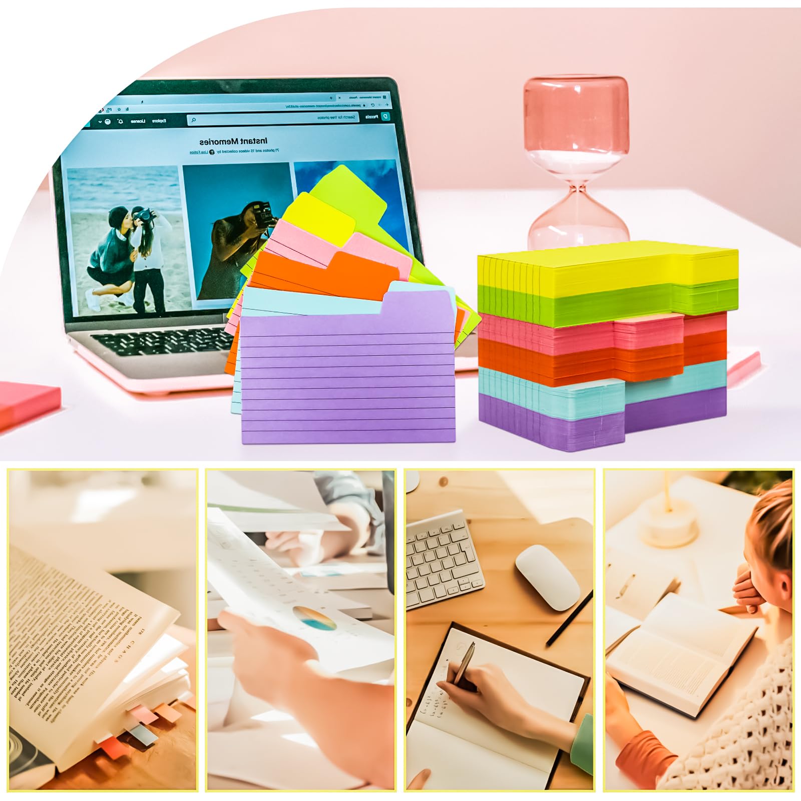 Snapklik.com : MotBach 500 PCS Tabbed Index Cards,3 X 5, Colorful Lined ...