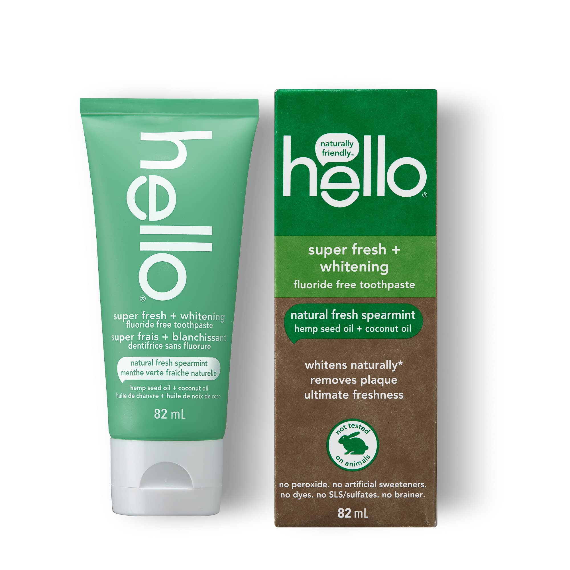 Hello Vegan Fluoride-Free Toothpaste, Moisturizing Hemp Seed Oil ...