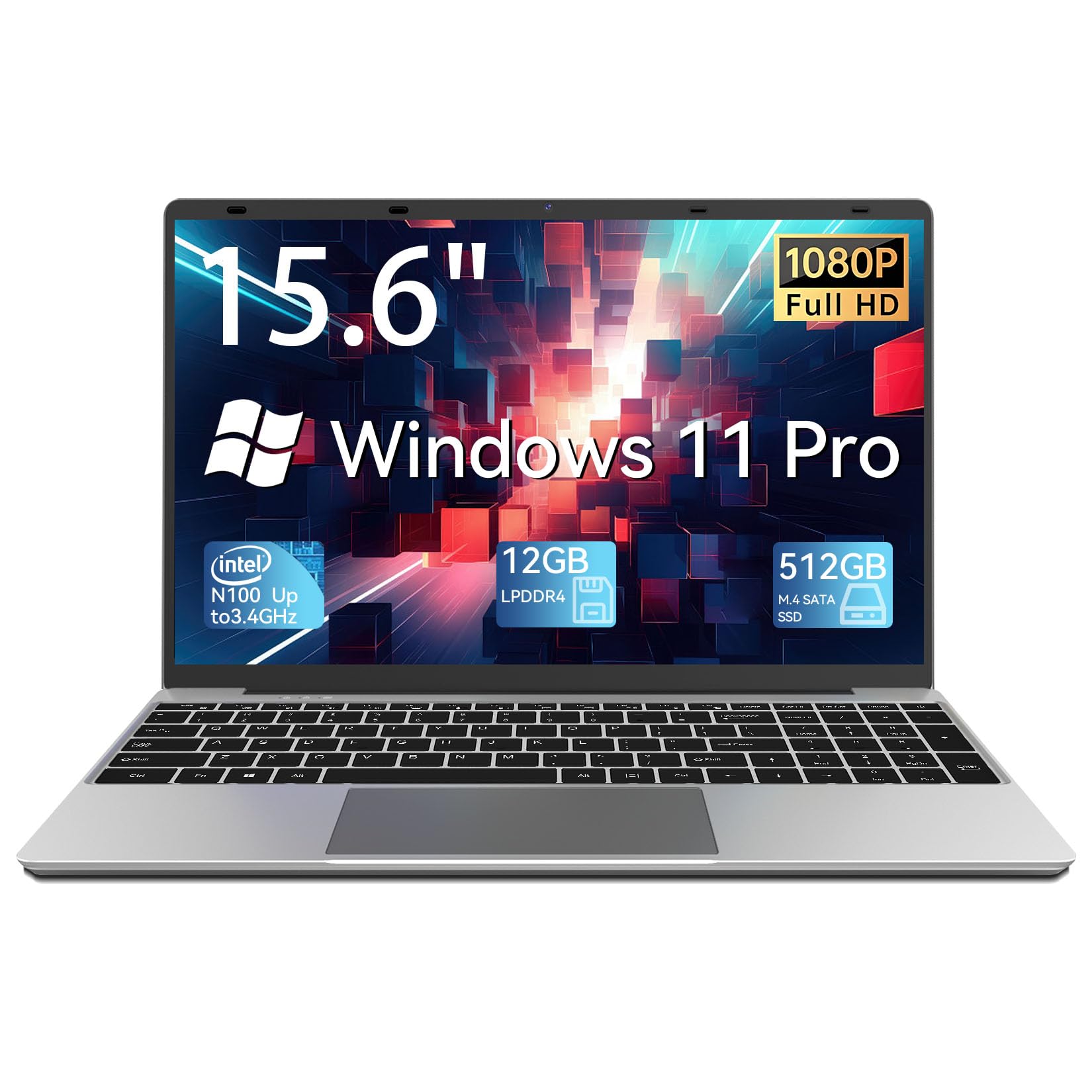 ANTEMPER 2025 - Portátil de 15.6 pulgadas, Windows 11 Pro, RAM LPDDR4 ...