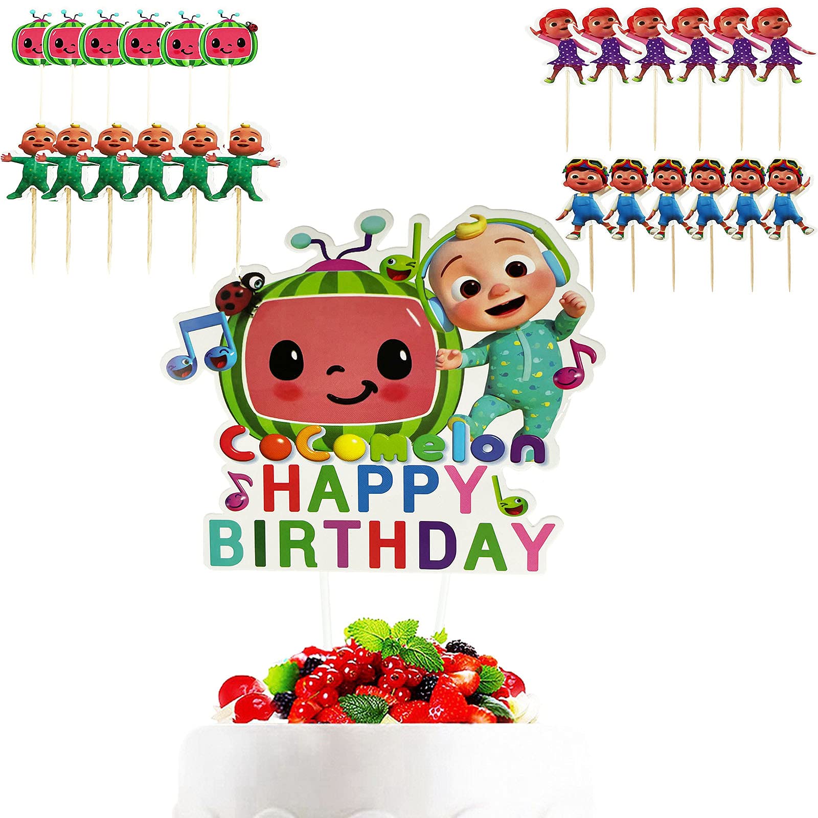 25 Pcs Cocomelon Birthday Cupcake Topper Coco Melon Cake Decoration ...