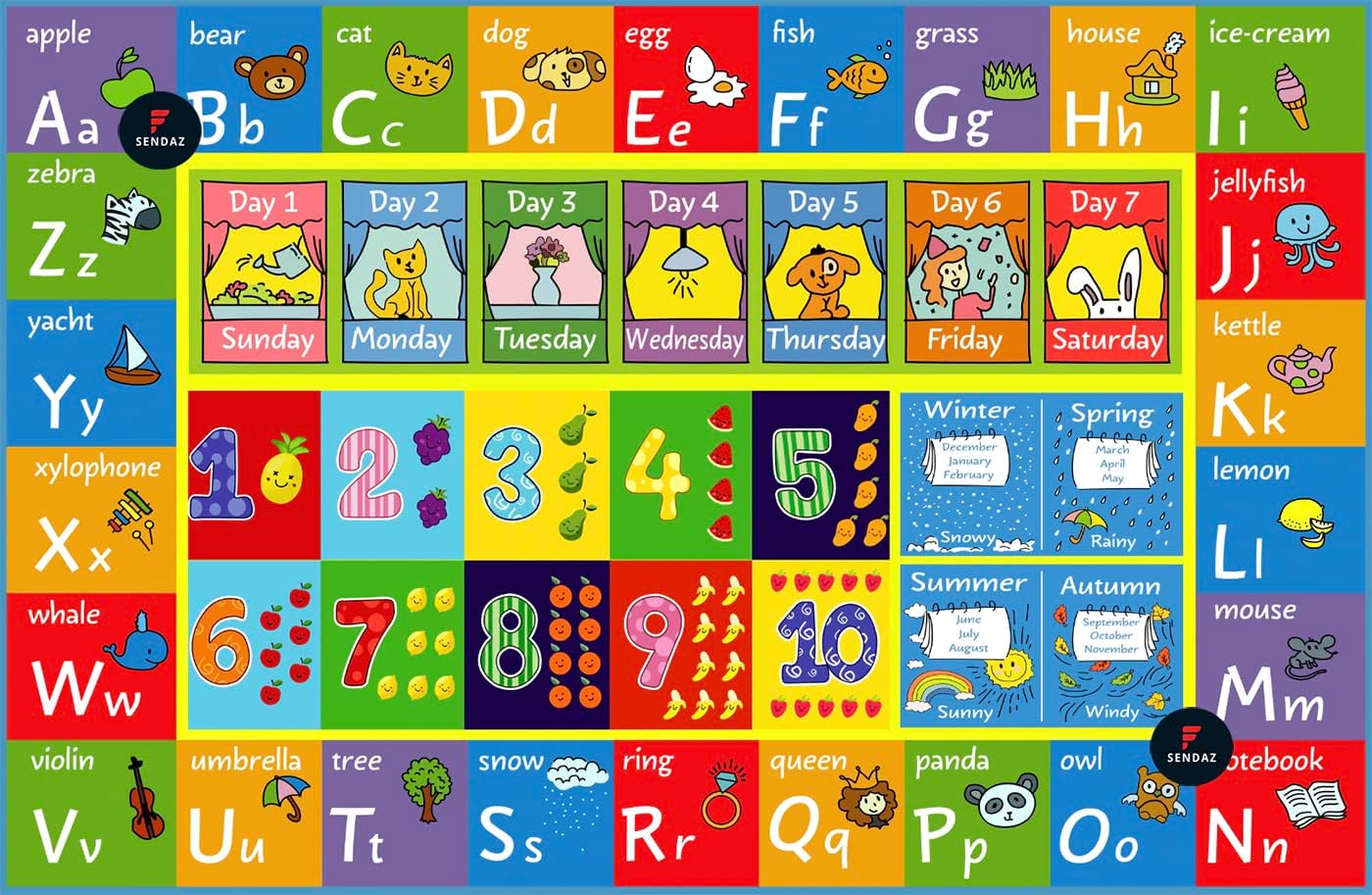 Amazon.com: SENDAZ ABC Alphabet Rug Numbers and Shapes Educational ...