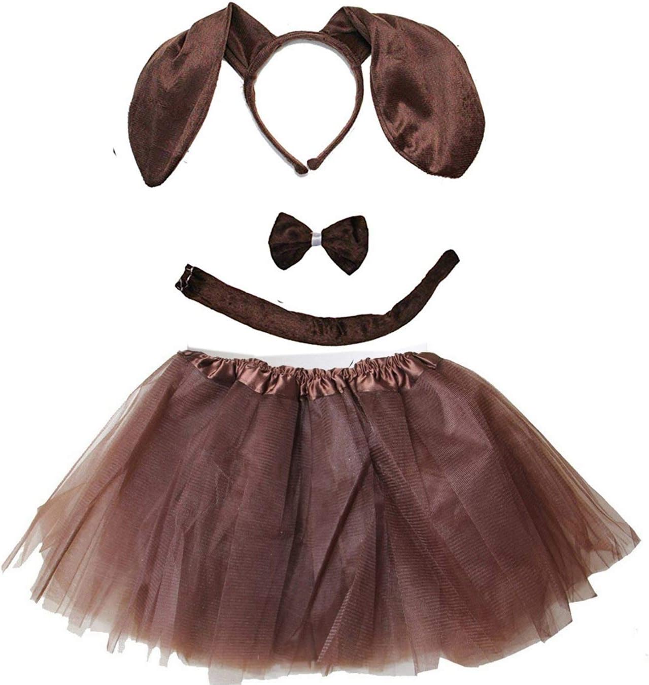 Amazon.com: Jmkcoz Puppy Dog Costume Tutu Set Brown Dachshund Dog Ears ...