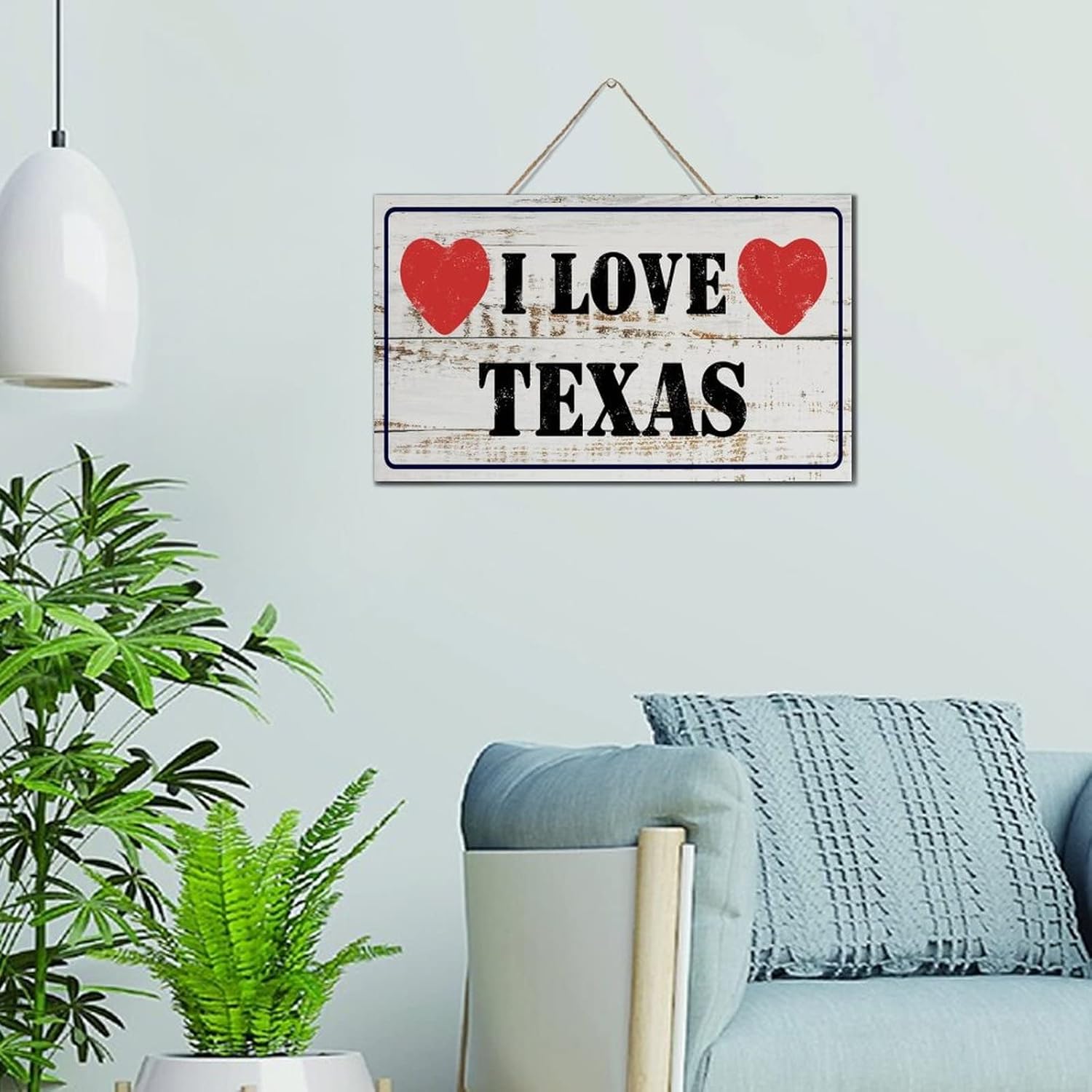 Autravelco Letrero rústico de madera establecida con texto en inglés I LOVE Texas Home Decor ...