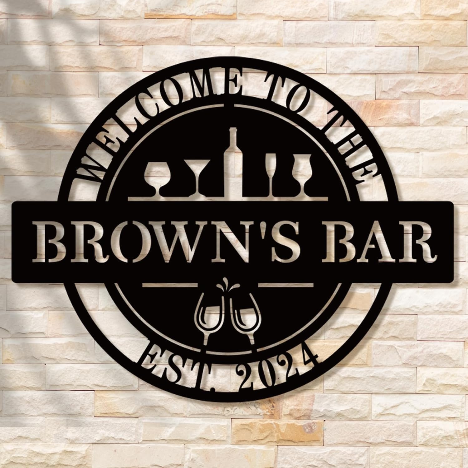 Amazon.com: Custom Bar Sign, Personalized Name Bar Signs, Wall Decor Up ...