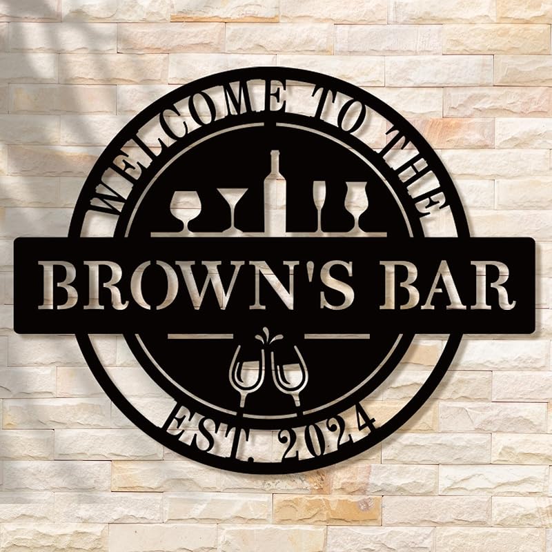 Amazon.com: Custom Bar Sign, Personalized Name Bar Signs, Wall Decor Up ...