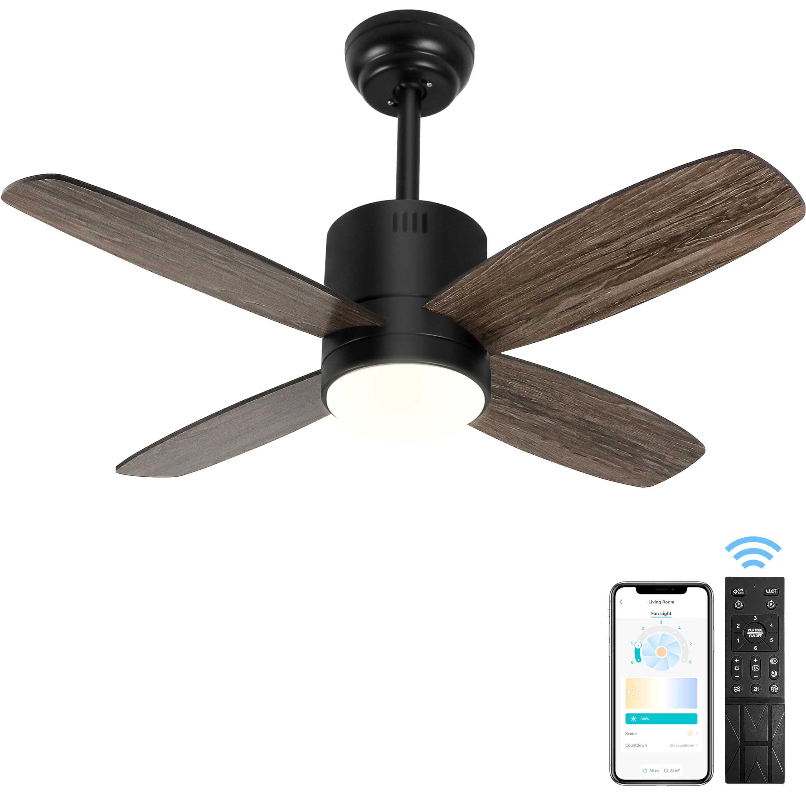 Ohniyou 38'' Ceiling Fan with Lights and Remote, Small Outdoor Ceiling ...