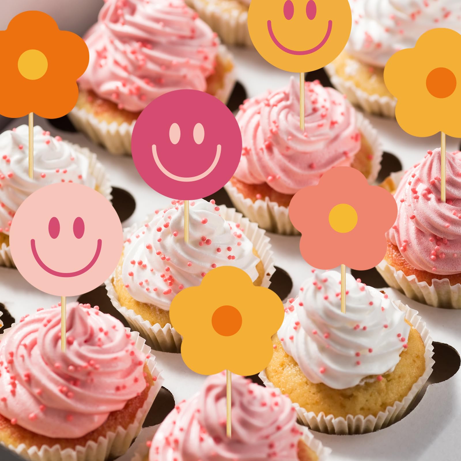 Pink Smiley Face Cupcake