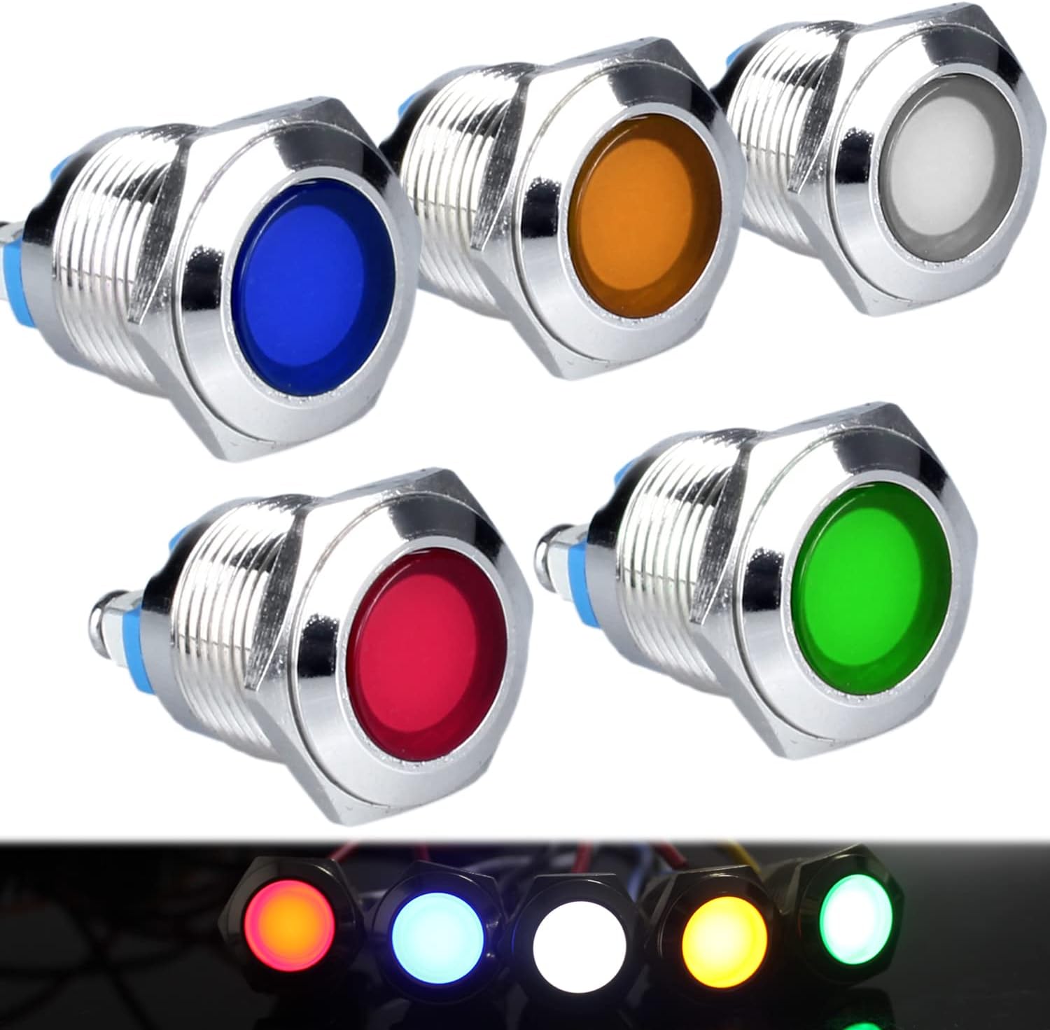 Amazon.com: DMWD 5Pcs 16mm 12V-24V 15mA Energy Saving LED Indicator ...