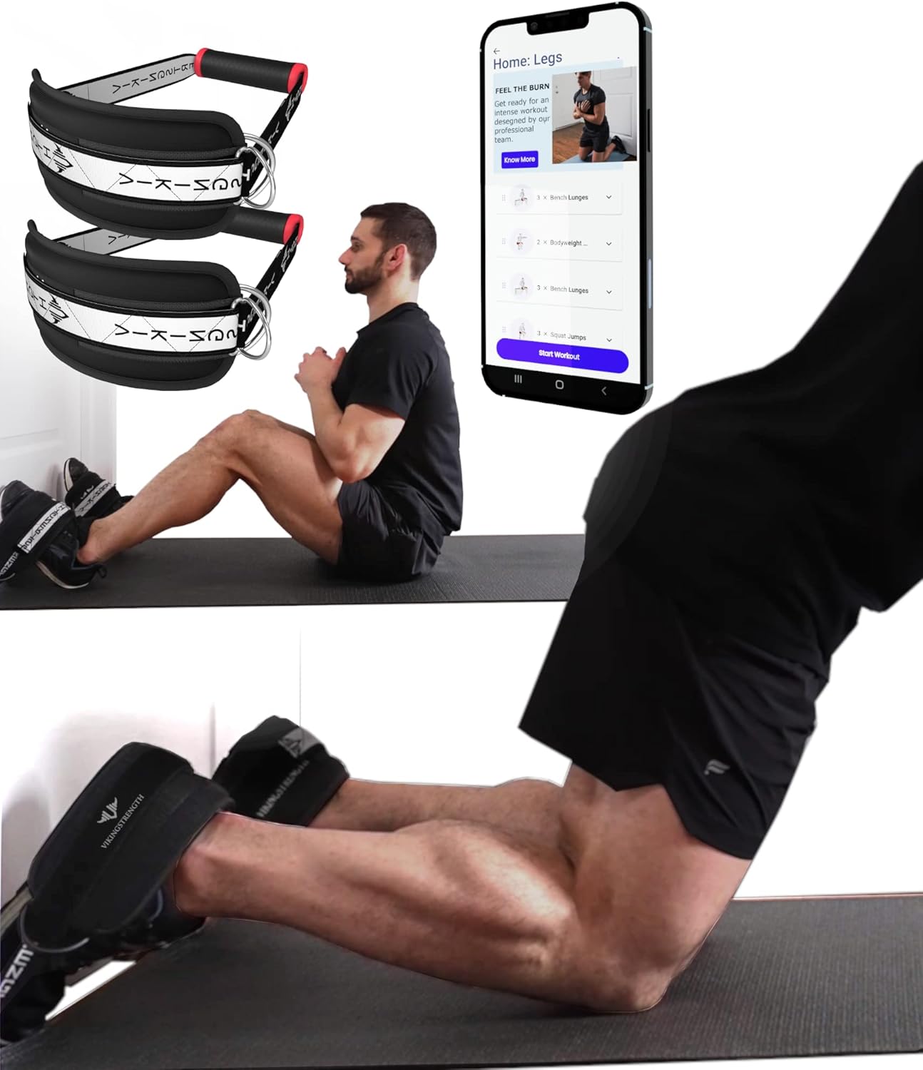 Vikingstrength VOL 2 Nordic Hamstring Curl with Extra Long Straps ...