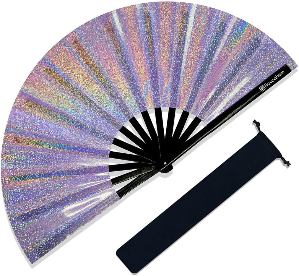 Amazon.com: Raveahem Large Rave Fan, Clack Folding Hand Fan with ...