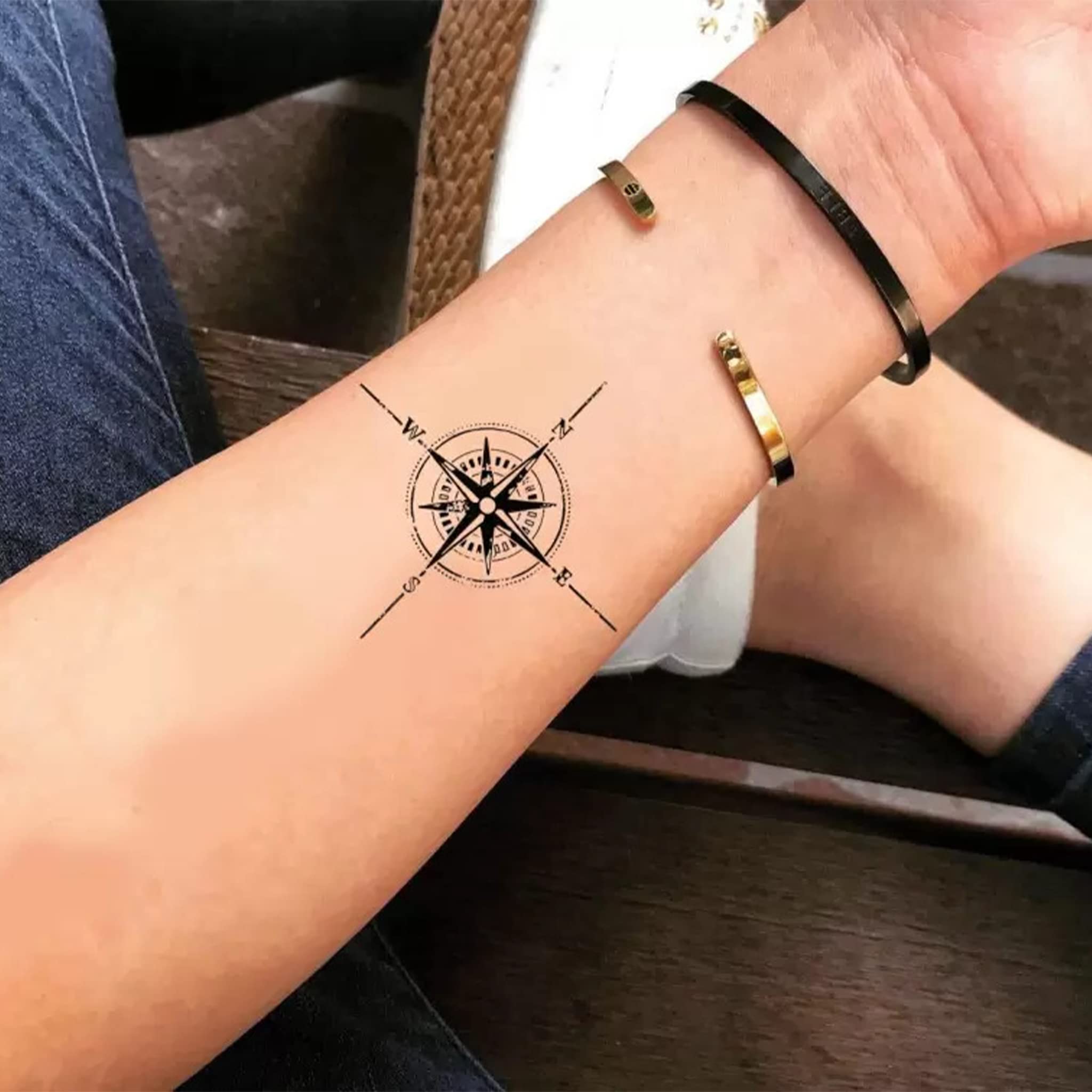 Compass Tattoos Wrist Done By Frank Fanti, Gold Hand Dojo Tattoo,