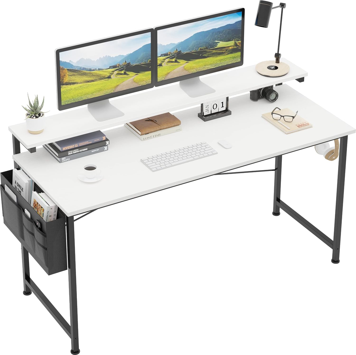 MUTUN Computer Desk with Adjustable Monitor Stand, 55 inch Home Office ...