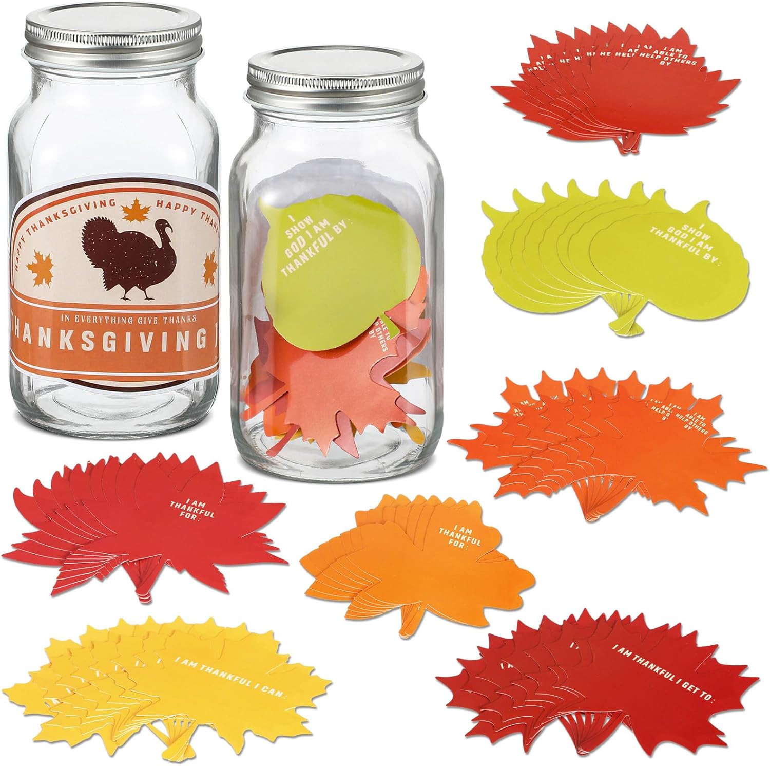 Thanksgiving Fall 2pc jars with Lid Farmhouse Decorative Jars Thankful ...