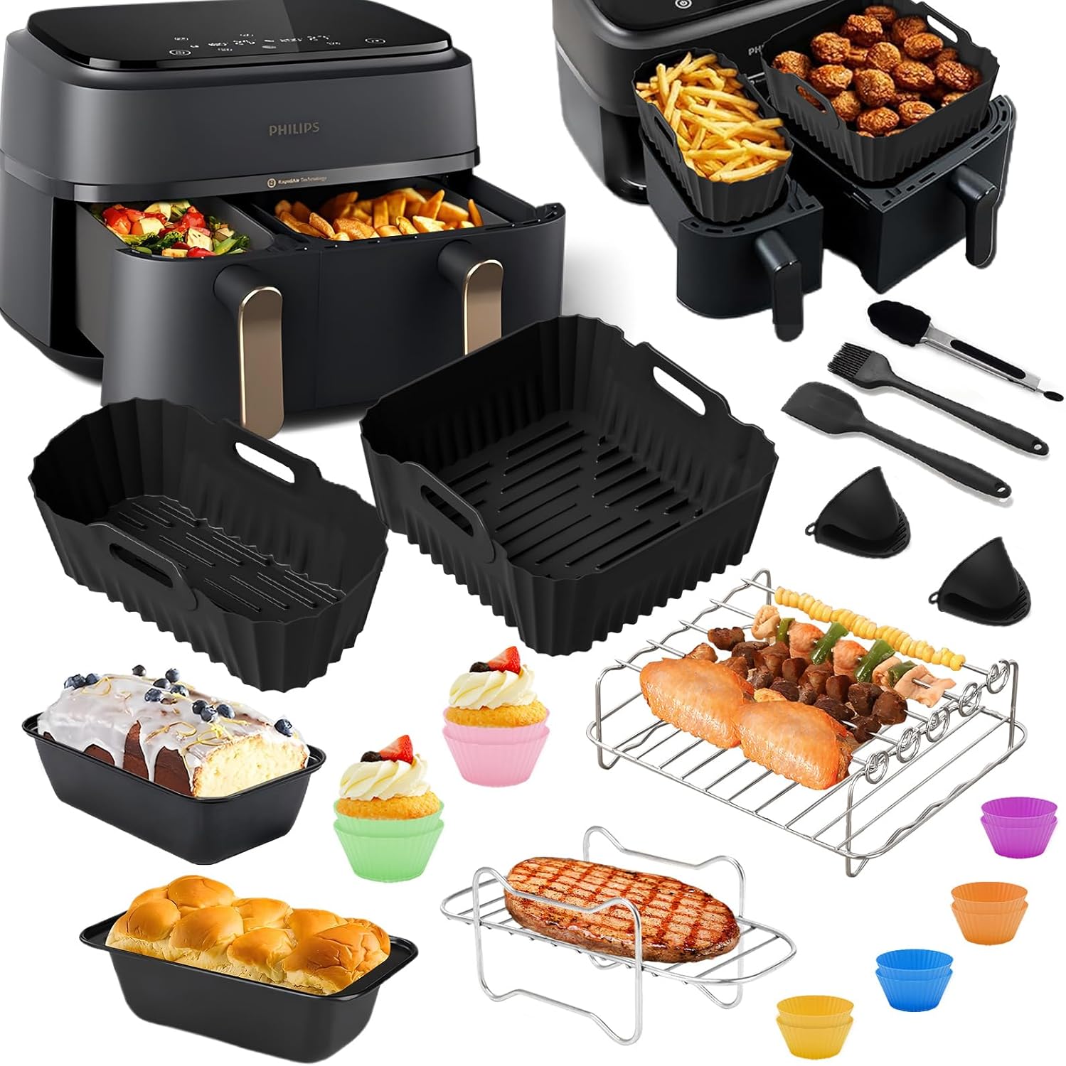 Hot Air Fryer Accessories for Philips Dual Basket Airfryer 3000 Series ...