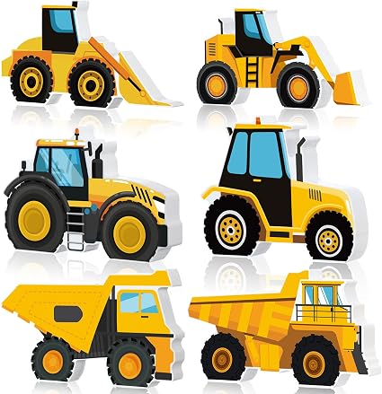 Amazon.com: Yuntau 6 Pcs Construction Birthday Party Supplies ...