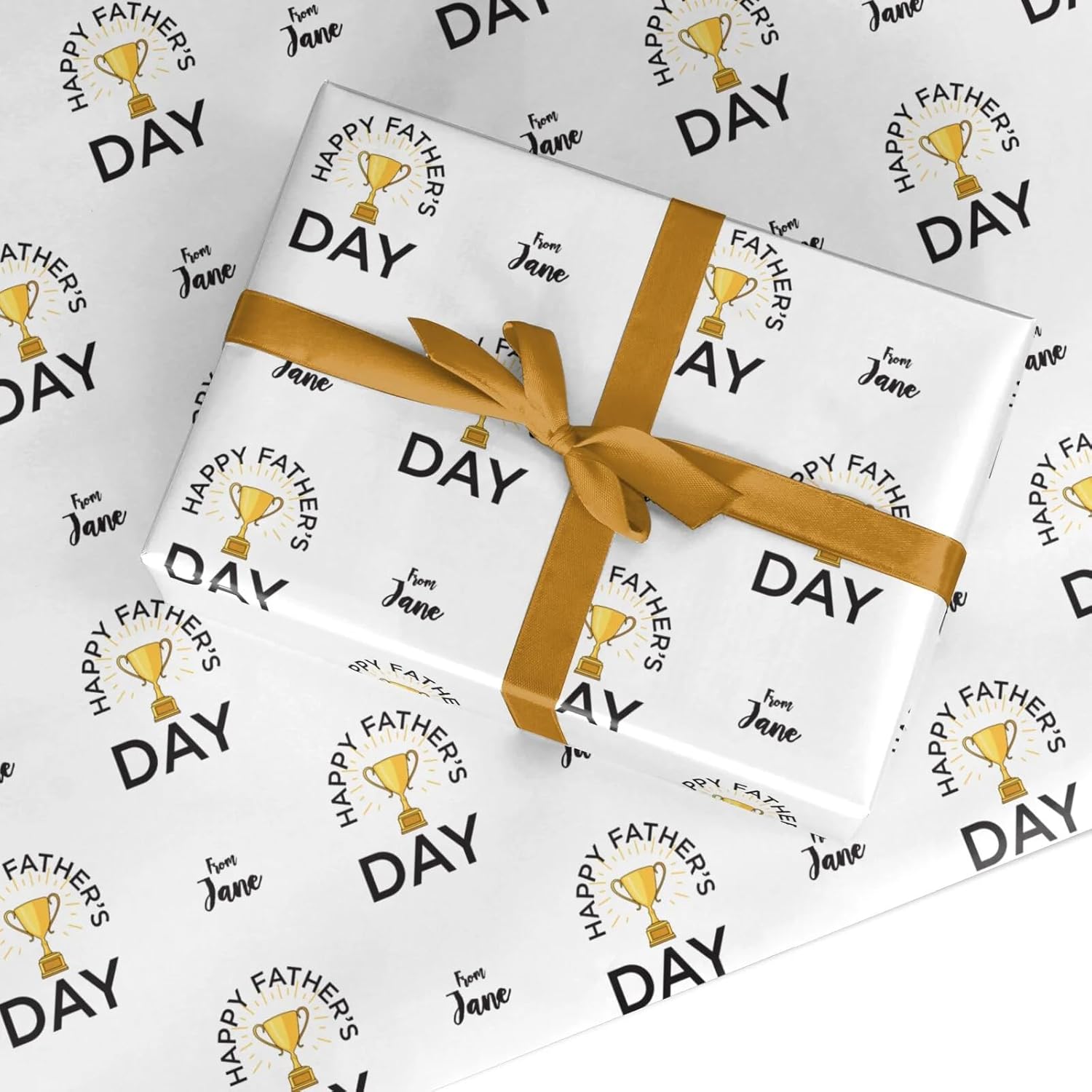 Personalised Father's Day Wrapping Paper – Best Dad Trophy Design ...