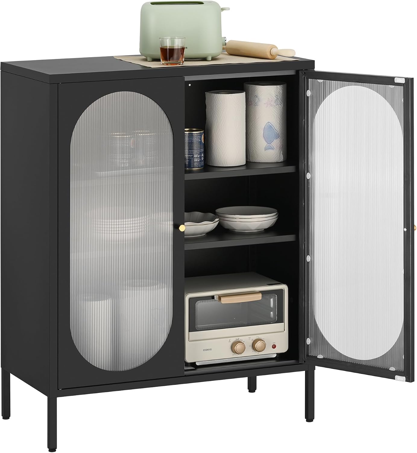 Amazon.com - Buffet Sideboard, Metal Storage Cabinet with Translucent ...