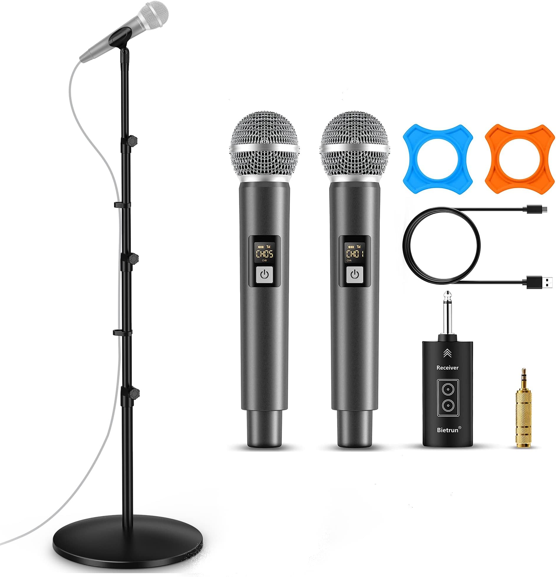 Amazon.com: Bietrun Wireless Microphone WXM31 with Mic Stand : Musical ...