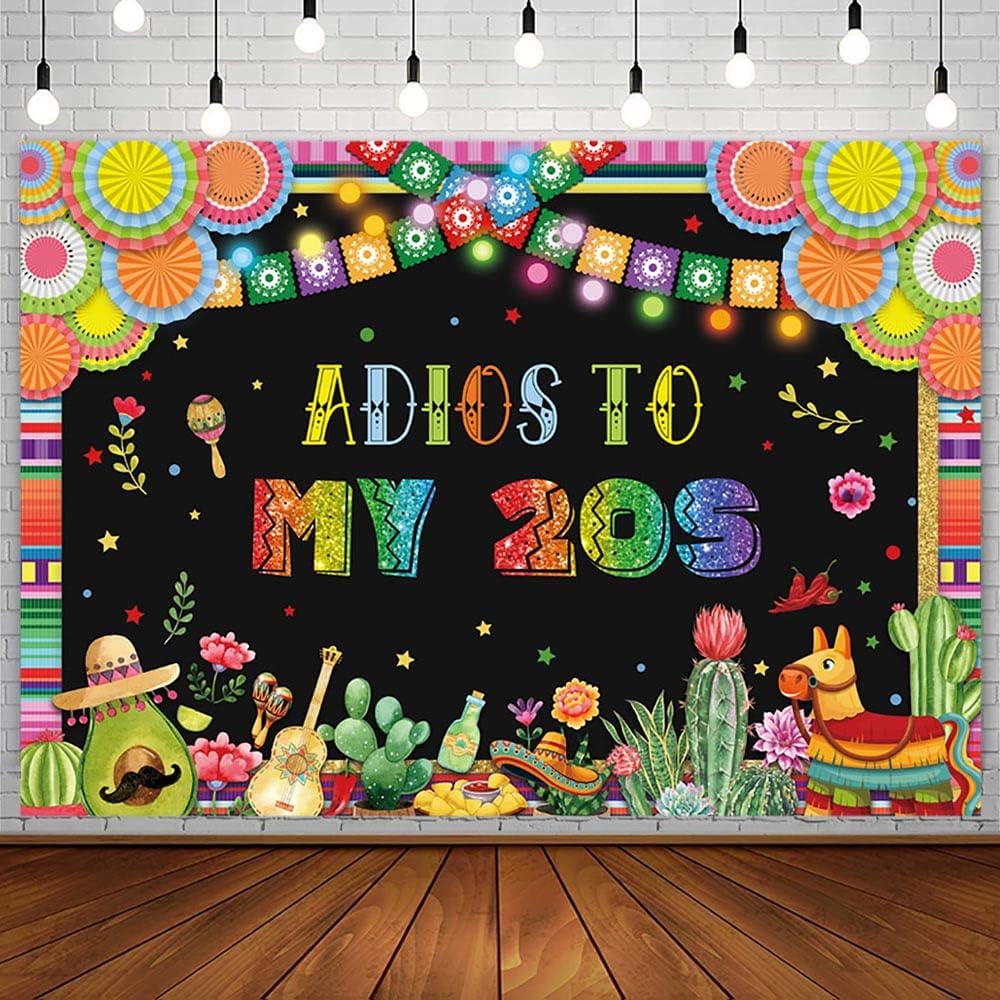Amazon.com : AIBIIN 7x5ft Adios to My 20S Backdrop Mexican 30th ...