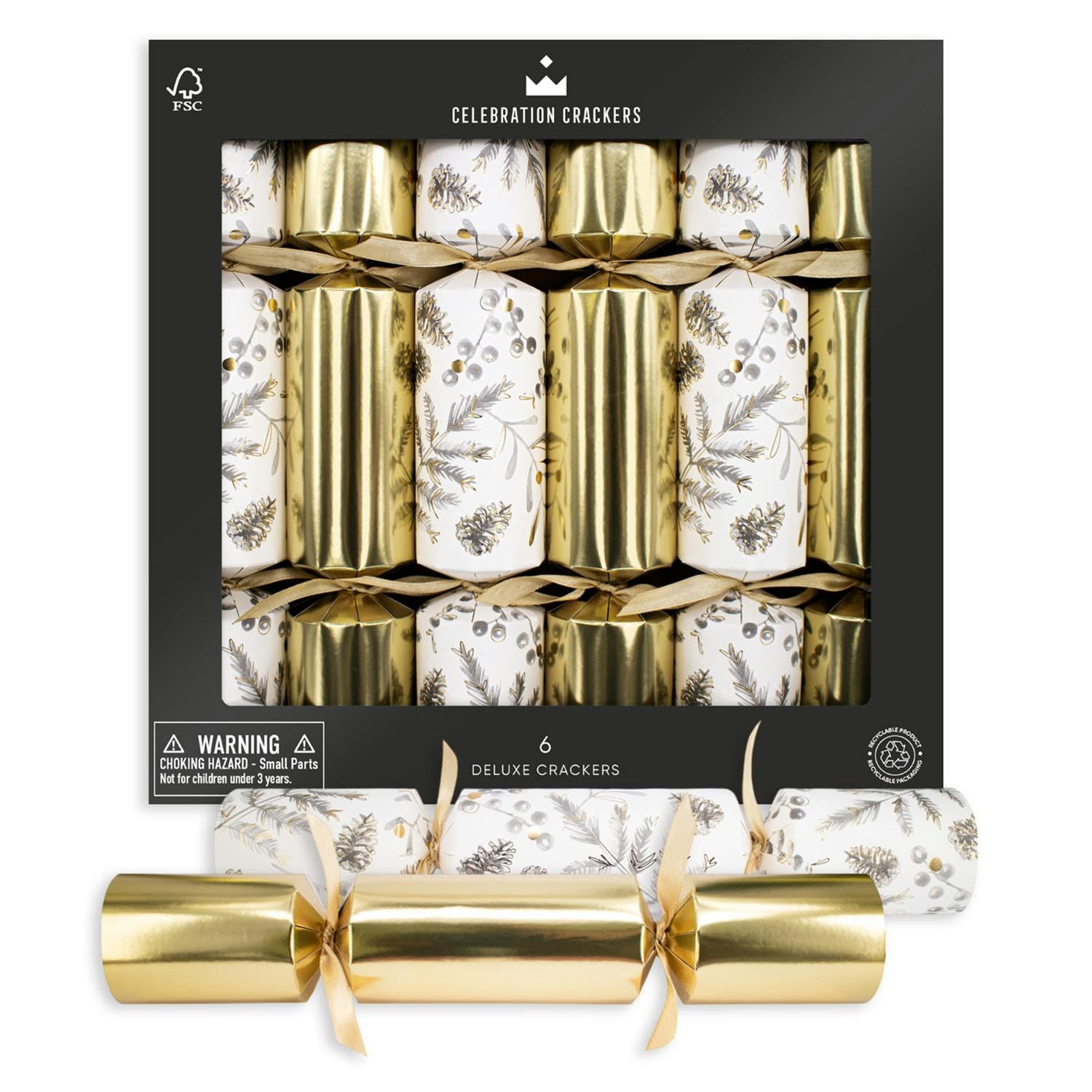 Celebration Crackers Luxury Christmas Crackers - 6x 12 inch - Golden ...