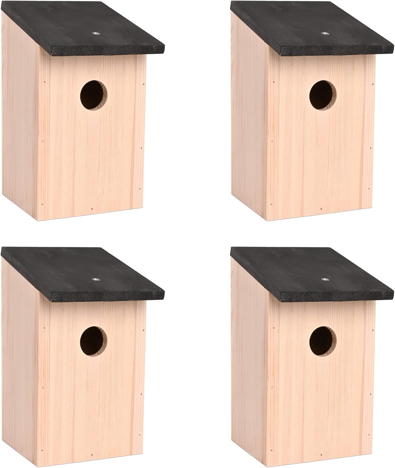 4 x British Garden Nesting Bird Boxes Strong Wooden House for Small ...