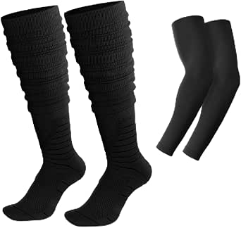 JASGOOD Scrunch Football Soccer Socks, Extra Long Padded Sport Socks ...