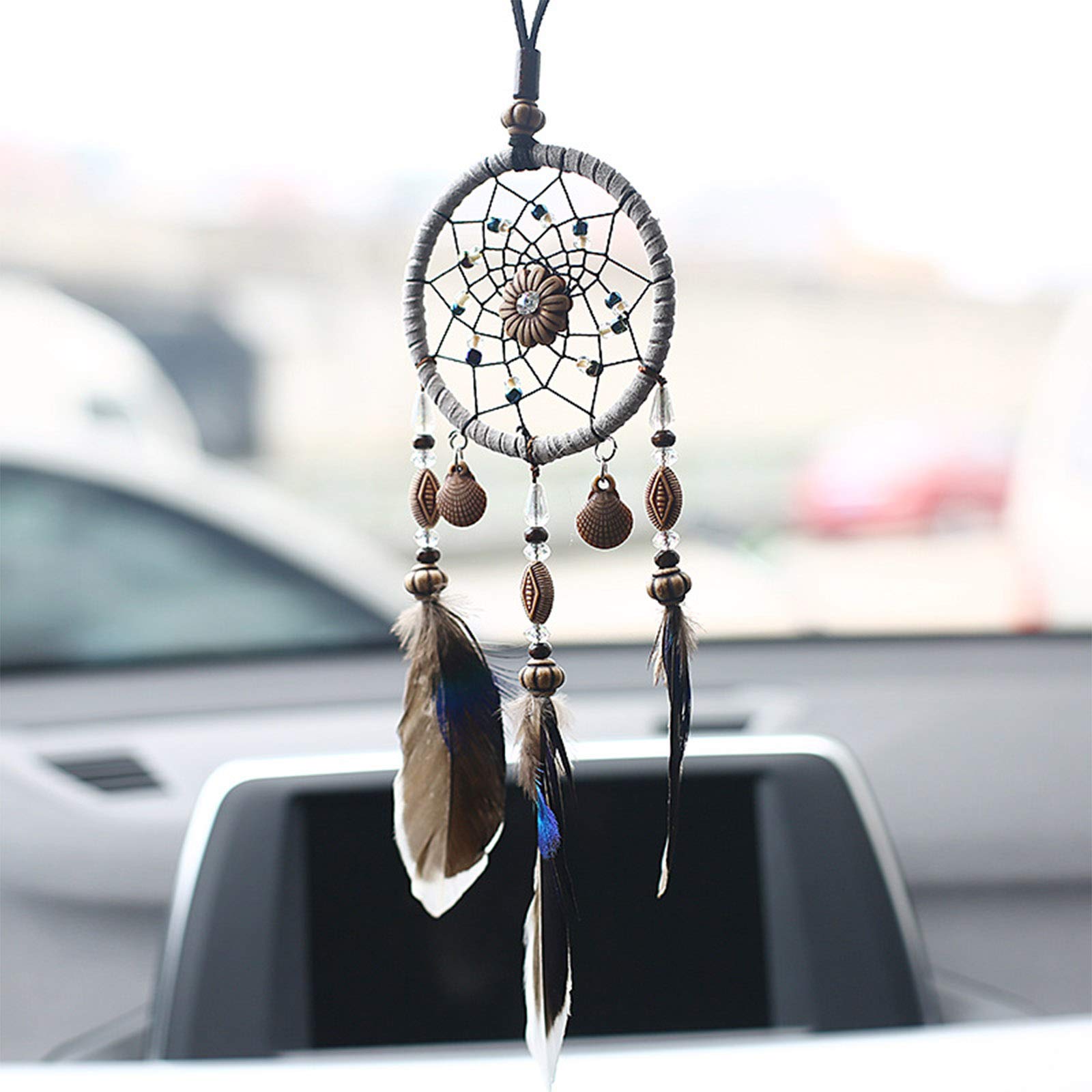 Amazon.com: SPANICE Feather Dream Catcher Car Interior Rearview Pendant ...