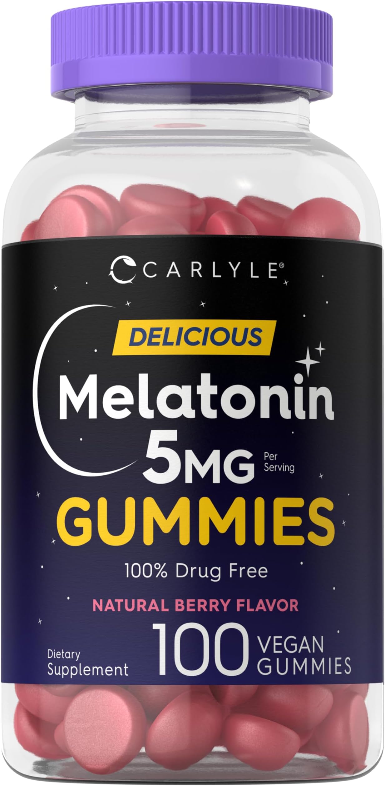 Amazon.com: Carlyle Melatonin 5mg Gummies | 100 Count | 1 Gummy Per ...
