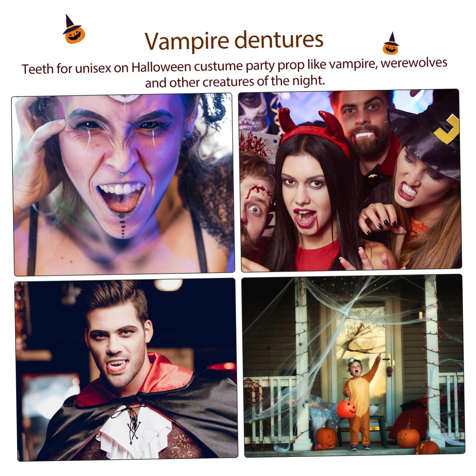 Werewolf Teeth Caps Dentures For Men 12Pcs White Sharp Vampire Teeth