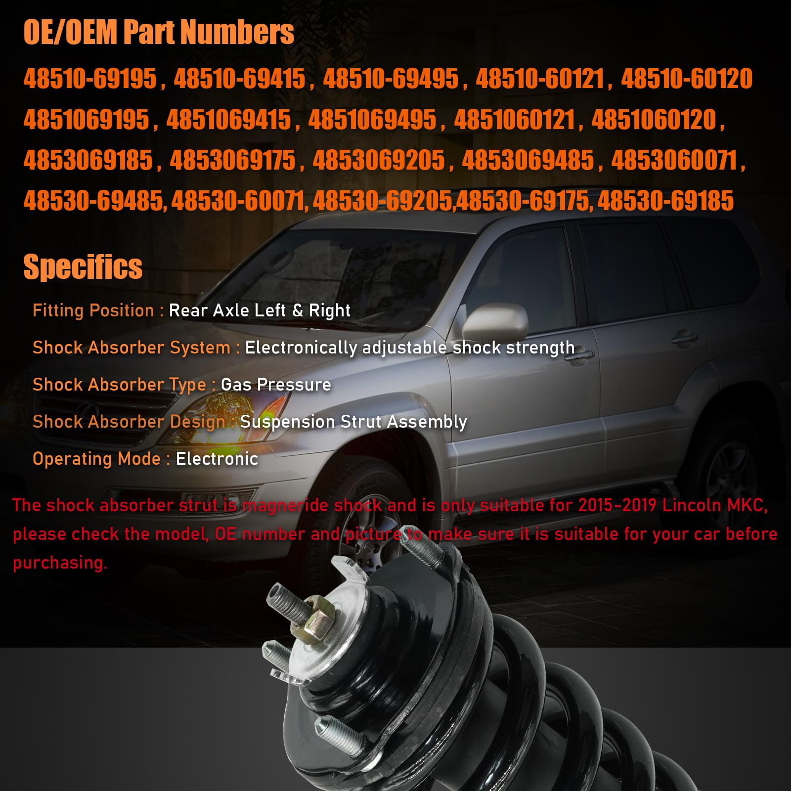 Pair Front Shock Absorbers Assys Fit Lexus GX470 Toyota Land Cruiser ...