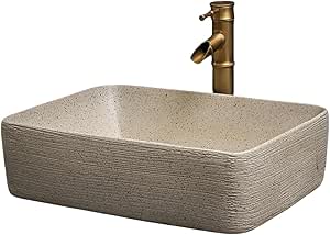 Amazon.co.jp: Aoiwa JP 置き型洗面ボウル陶器洗面 陶器製 洗面ボール 48*37*15cm 手作り洗面ボウル 洗面シンク 洗面台 手洗い 手洗い器 置き型 口付 蛇口付き ...