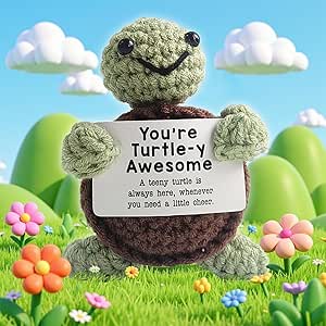 Amazon.com: Mini Crochet Turtle Dolls with Positive Card, Funny Turtle ...