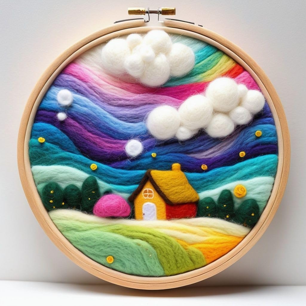 Amazon.com: Needle Felting Kits Beginners, Natural Landscape DIY Wool ...