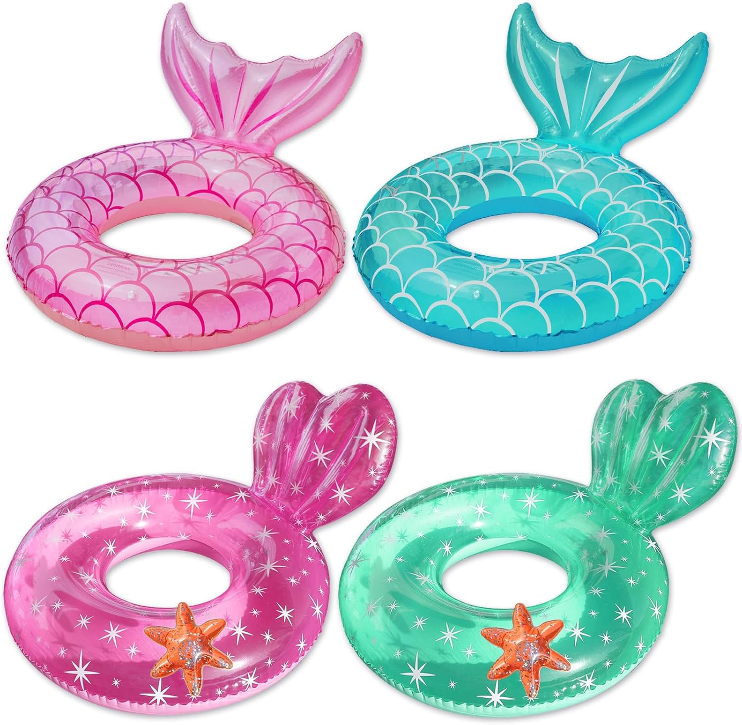 Amazon.com: Libima 4 Pcs Mermaid Pool Float and Starfish Swim Float for ...