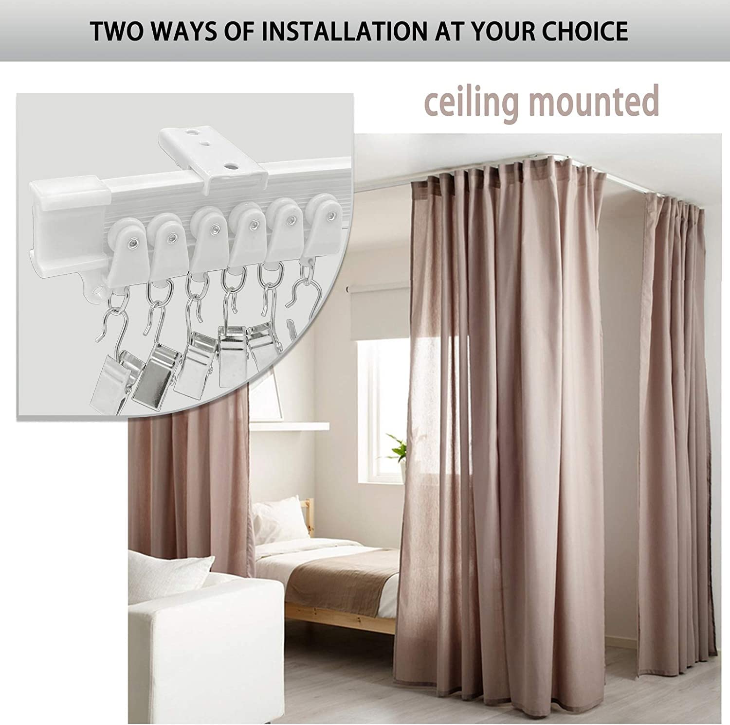 Snapklik.com : KOLAKO Curtain Track Accessories For 12ft Bendable ...