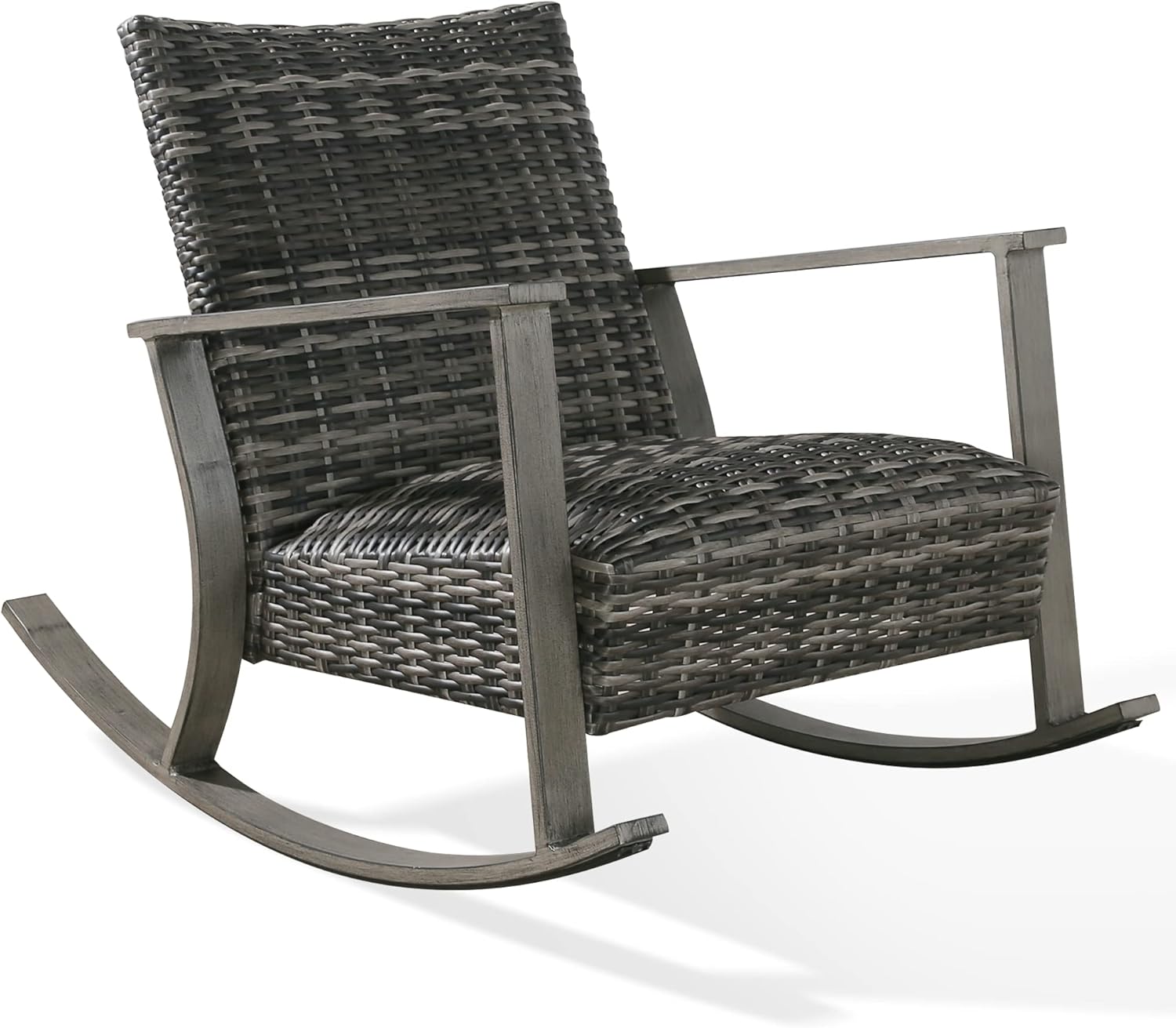 Amazon.com : Ulax furniture Outdoor Wicker Rocking Chair, All- Weather ...